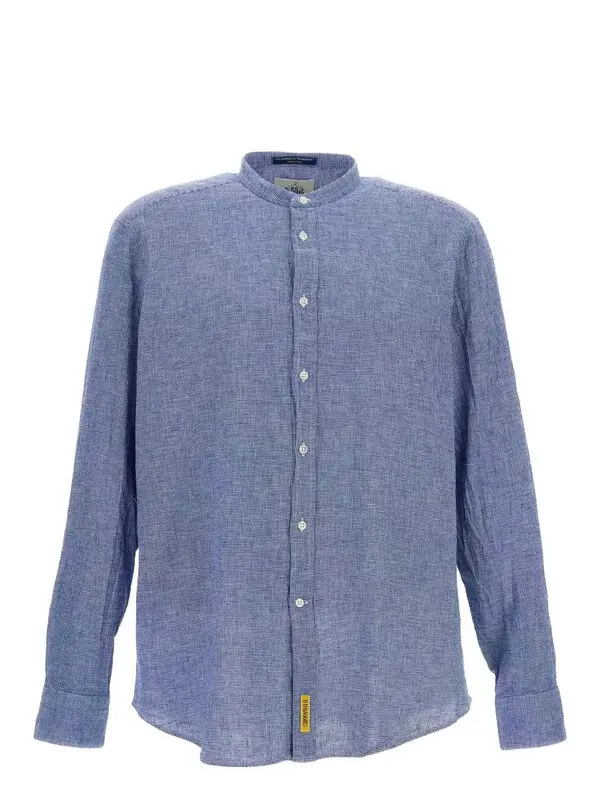 B.D.BAGGIES Check-pattern Band-collar Shirt - Blue