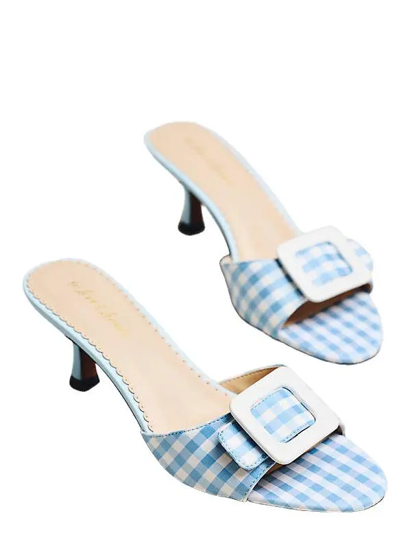 For Love & Lemons Eloise Kitten Heel Sandals - Blue