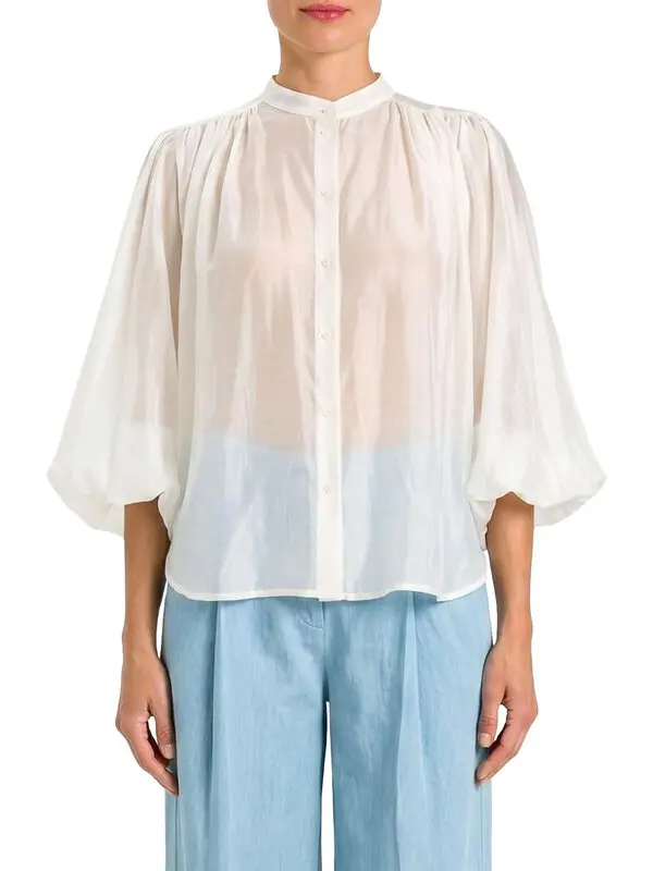 TWINSET Shirt" Sheer Blouse With Button-up Front - White