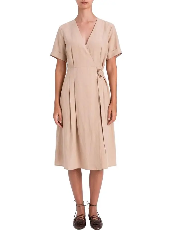 TWINSET Wrap Midi Dress With Belt Detail - Rope