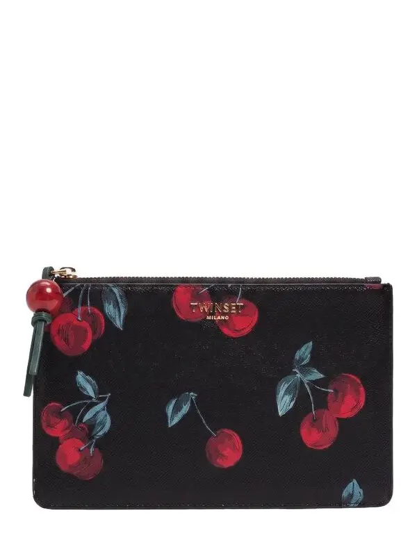 TWINSET Cherry Print Clutch - Black