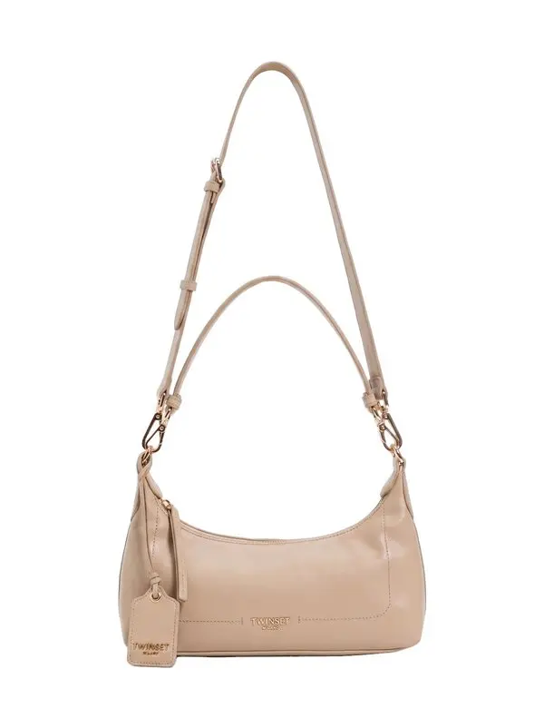 TWINSET Leather Shoulder Bag - Sand