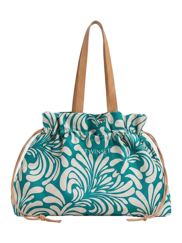 TWINSET Cotton Canvas Tote Bag With Floral Print - Multicolor