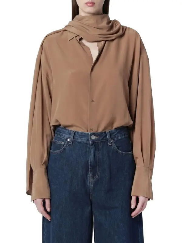 DARKPARK Button-up Shirt With Scarf Detail - Brown