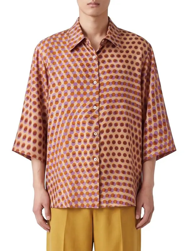 Dries Van Noten Relaxed Fit Polka Dot Cotton Poplin Shirt - Multicolor