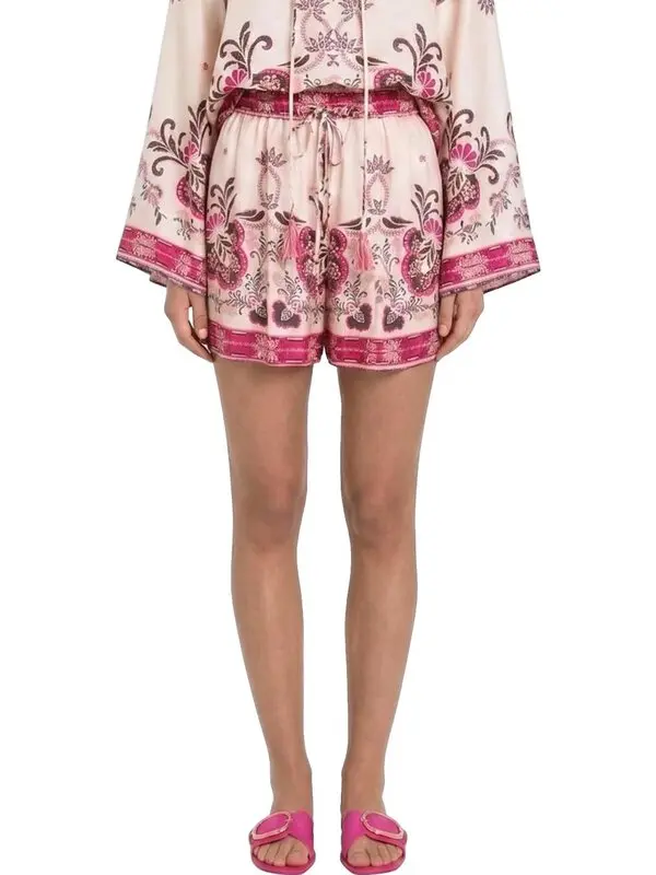 TWINSET U & B Printed Cotton Shorts - Black