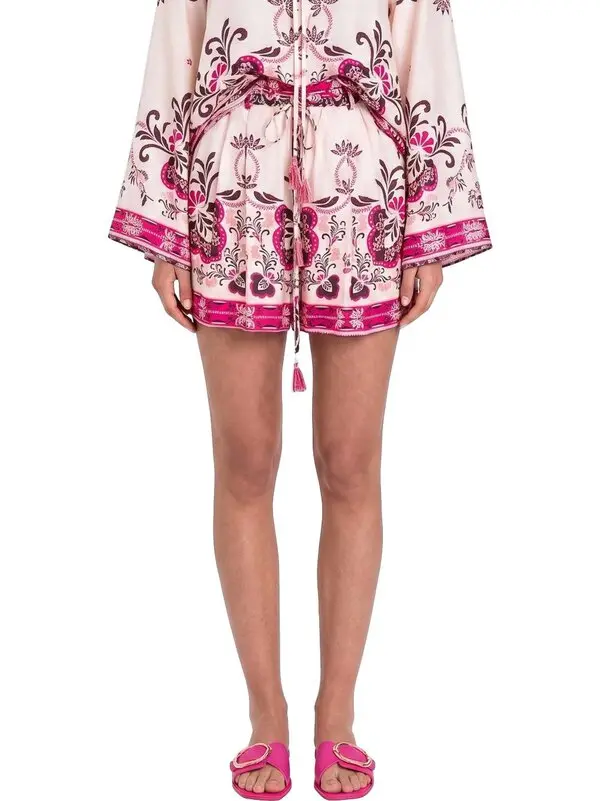 TWINSET U & B Printed Cotton Shorts - Fuchsia