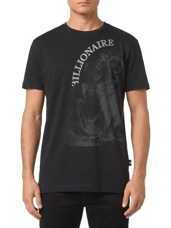 BILLIONAIRE Cotton T-shirt With Lion Print - Black