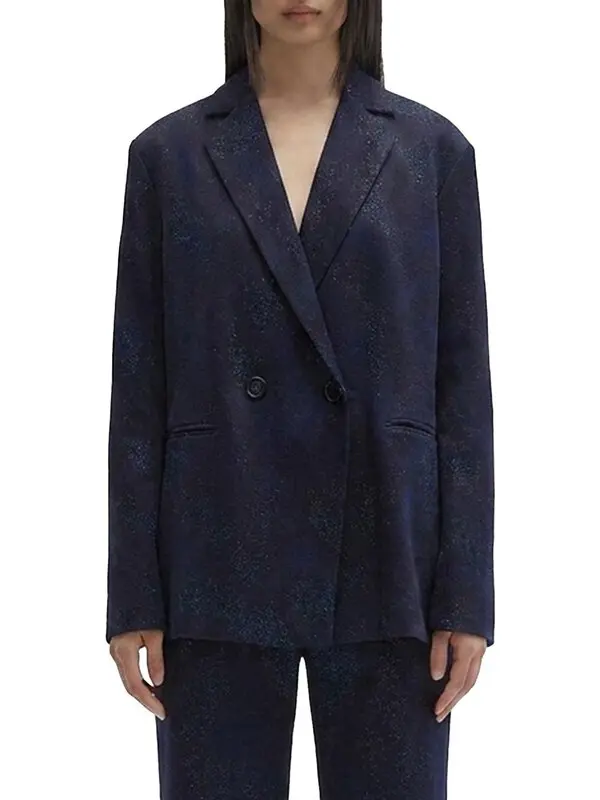 MARGHERITA MACCAPANI Double-breasted Blazer With Glitter Detail - Navy