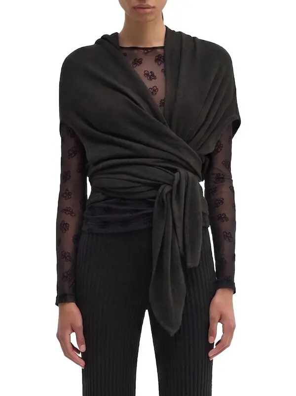 MARGHERITA MACCAPANI Hooded Wool Blend Top - Black