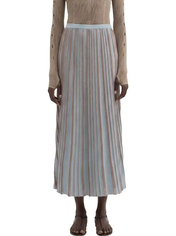 MARGHERITA MACCAPANI Pleated Viscose Blend Midi Skirt - Sky