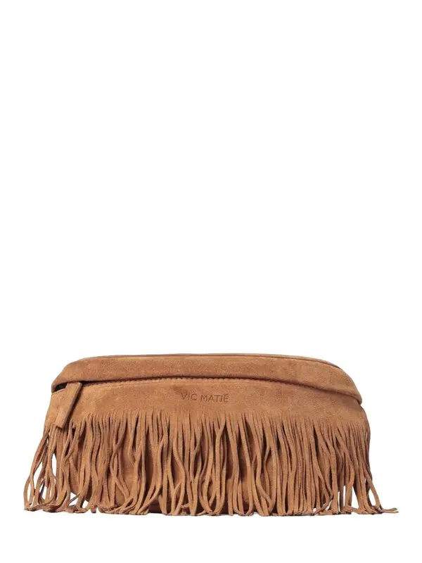 VIC MATIE Suede Crossbody Bag With Fringe - Brown