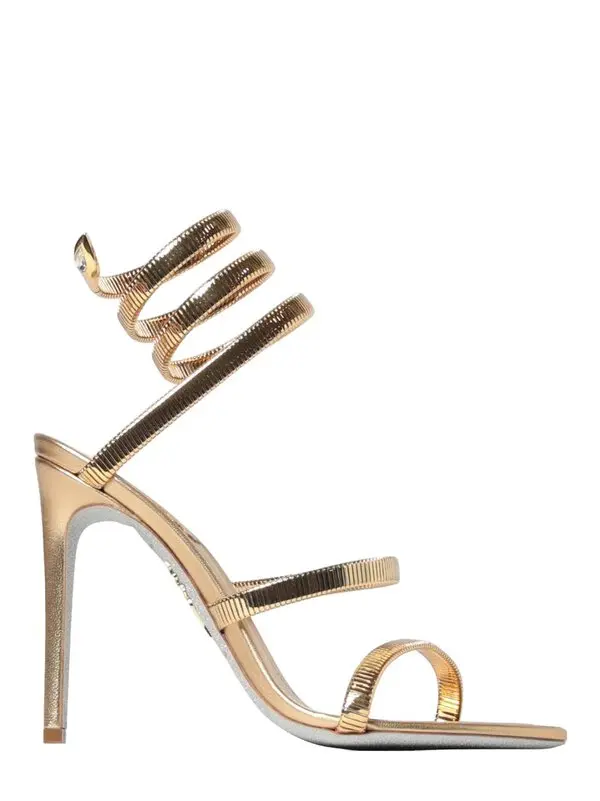 Rene Caovilla Strappy Spiral Heeled Sandal - Gold