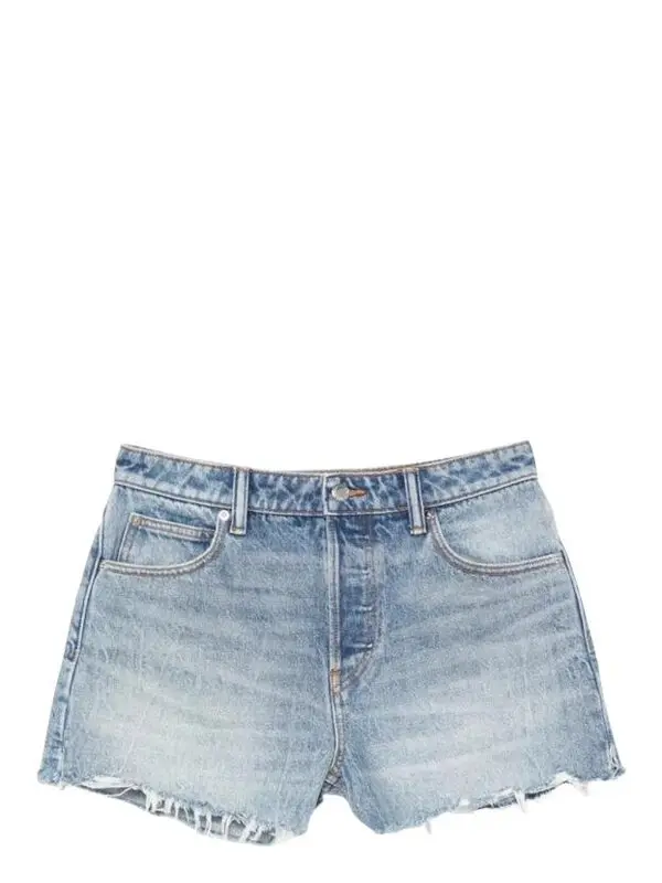 Alexander Wang Distressed Logo Denim Shorts - Authentic Light Indigo