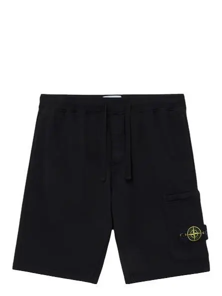 Stone Island Organic Cotton Fleece Shorts - Black