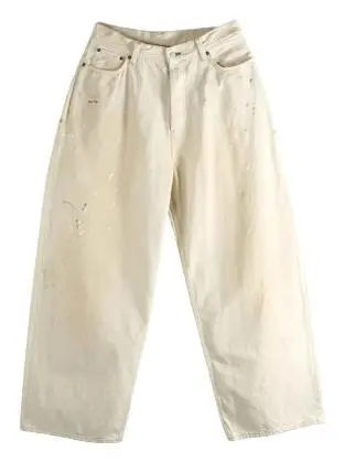Acne Studios Wide Leg High Waisted 5-pocket Denim Jeans - White