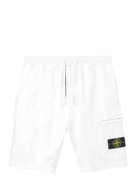 Stone Island Organic Cotton Fleece Shorts - White