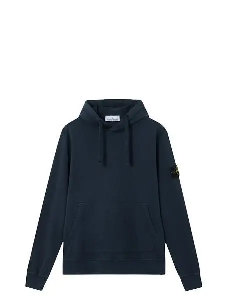 Stone Island Organic Cotton Fleece Hoodie - Navy Blue
