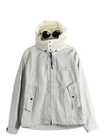 C.P. COMPANY Zip-up Hooded Jacket With Goggle Detail - Dove
