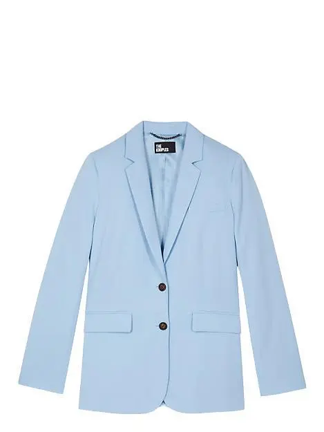 The Kooples Notch Lapel Lyocell, Linen, And Cotton Blazer - Light Blue