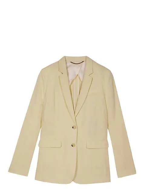The Kooples Notch Lapel Linen Blazer - Light Yellow
