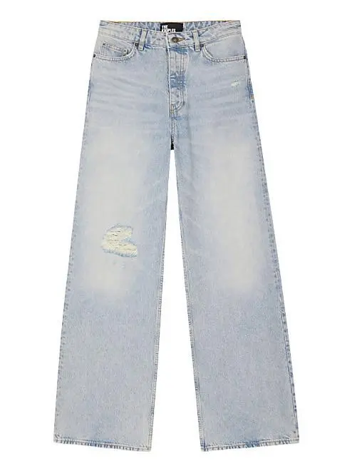 The Kooples Distressed Straight-leg High-rise Jeans - Baby Blue