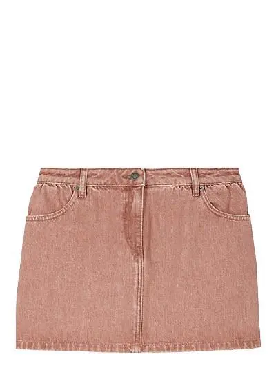 The Kooples Faded Wash Denim Mini Skirt - Pink