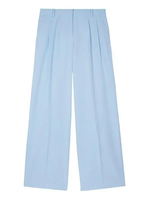 The Kooples Pleated-front Wide-leg Trousers - Sand