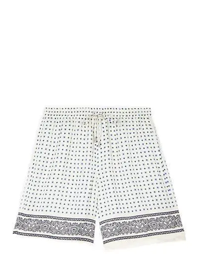 The Kooples Bandana-print Drawstring Waist Woven Shorts - Ecru Navy