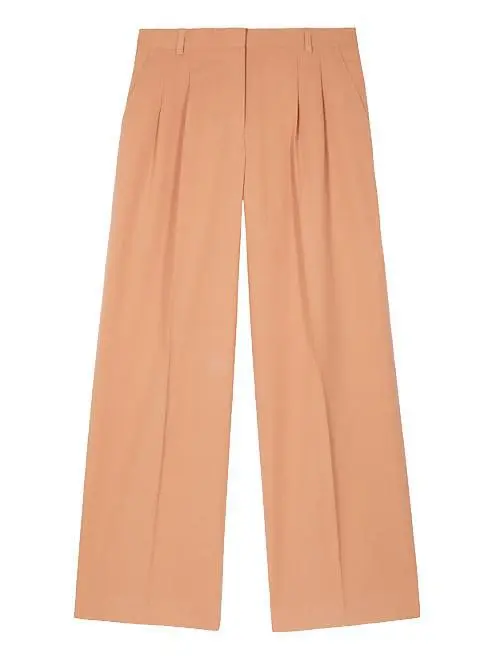 The Kooples Pleated Front Wide-leg Trousers - Camel