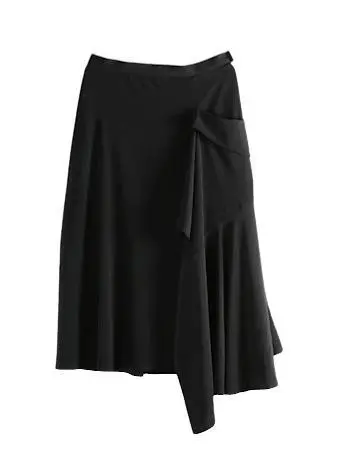 Yohji Yamamoto Wrap Flare Skirt - Black
