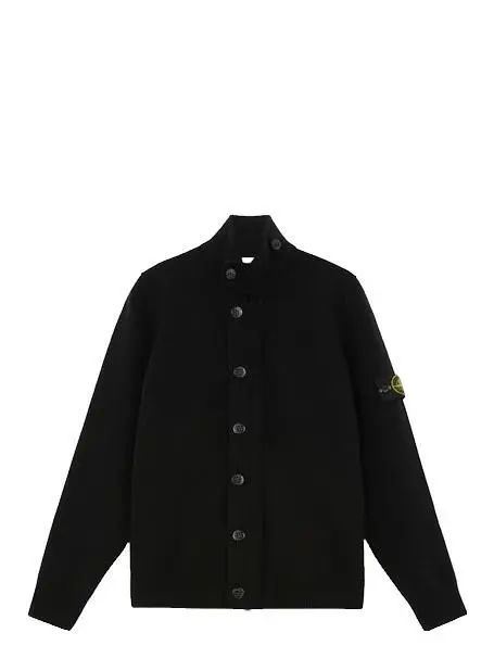 Stone Island Lambswool Buttoned Sweater - Black