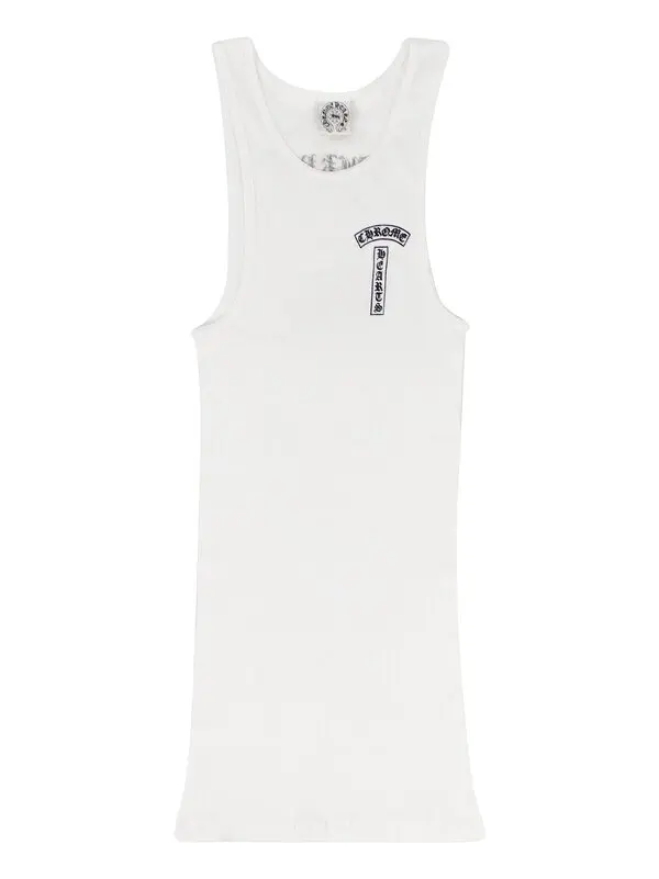 Chrome Hearts Ribbed Tank Top With Cross Logo Detail - White