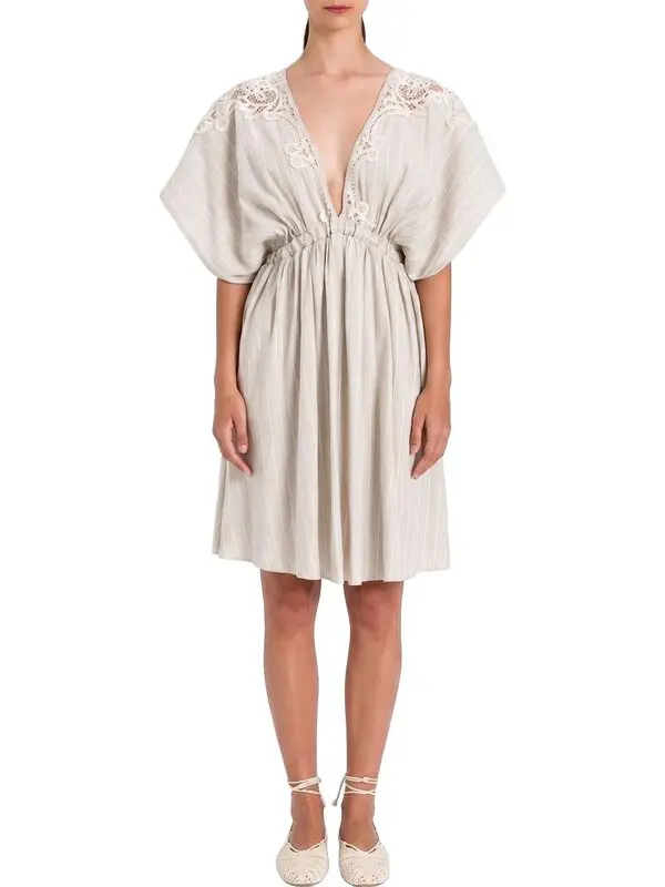 TWINSET U & B Mini Dress With Lace Inserts - Multicolor
