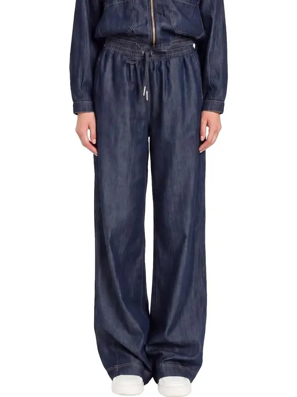 TWINSET Lyocell Palazzo Trousers - Blue