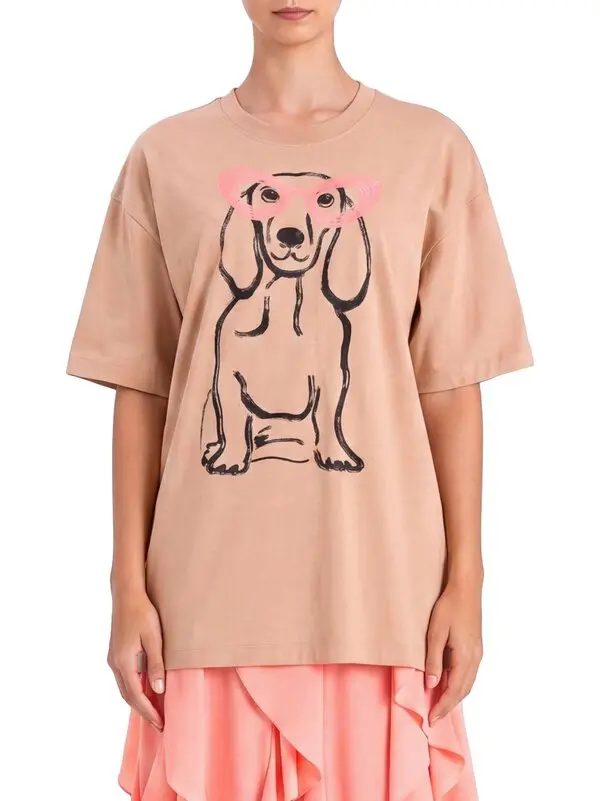 TWINSET Graphic Print T-shirt - Beige