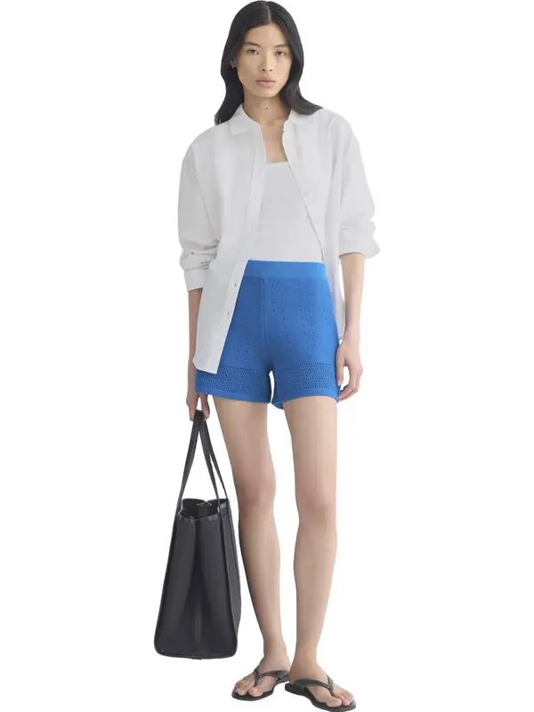 Everlane Open-knit Cotton Shorts - Imperial Blue