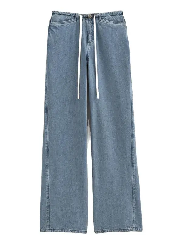 Everlane Low-slung Tie-front Relaxed Leg Jeans - Medium Indigo