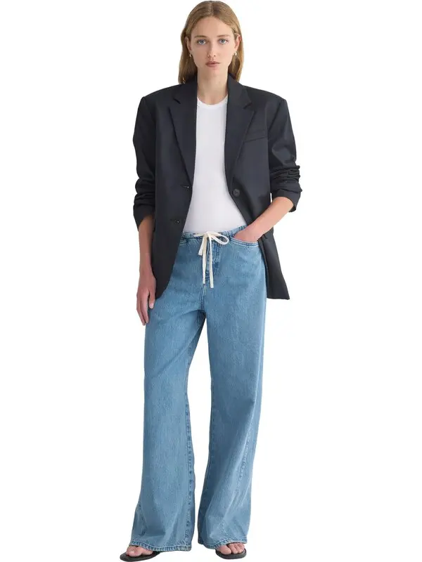 Everlane Low-slung Tie-front Wide Leg Jeans - Medium Indigo