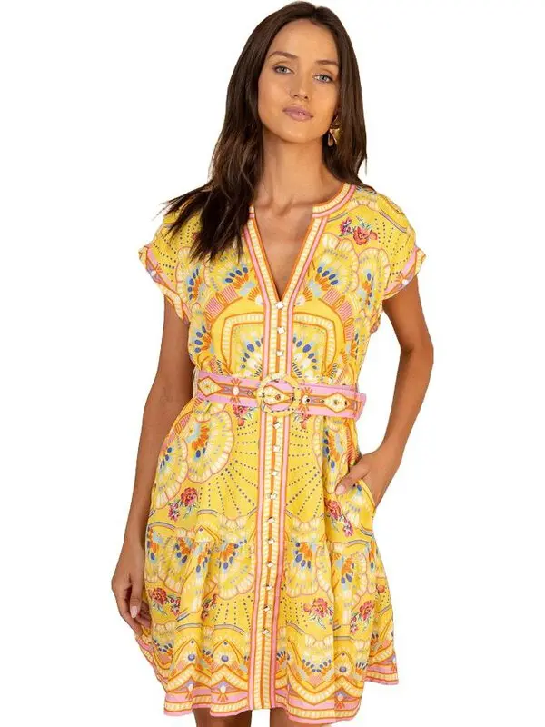 Hale Bob Ciara Linen Dress - Yellow