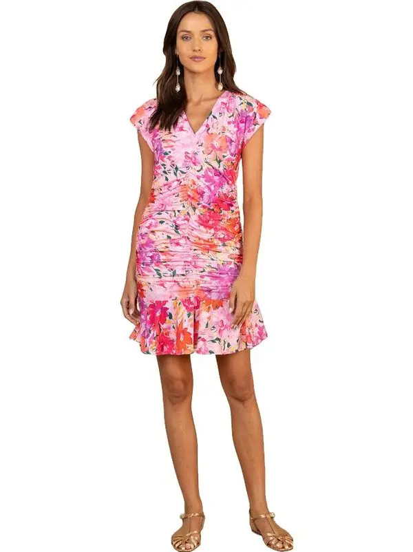 Hale Bob Shirred Jersey Dress - Pink