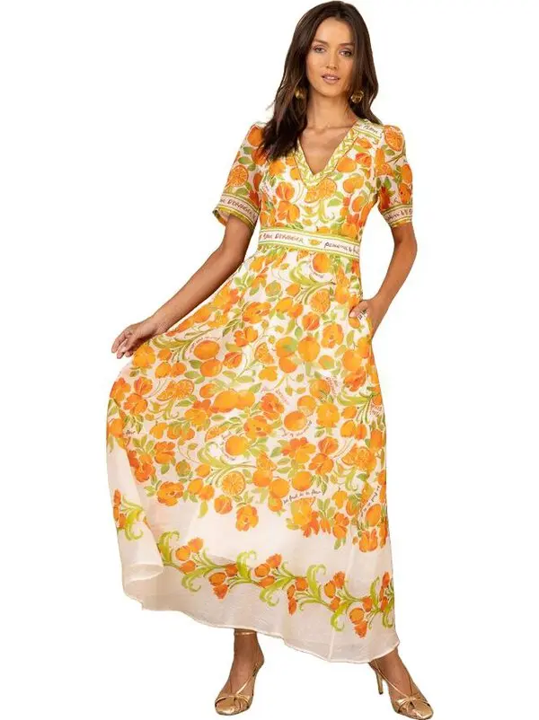 Hale Bob Jaylee Organza Maxi Dress - Orange