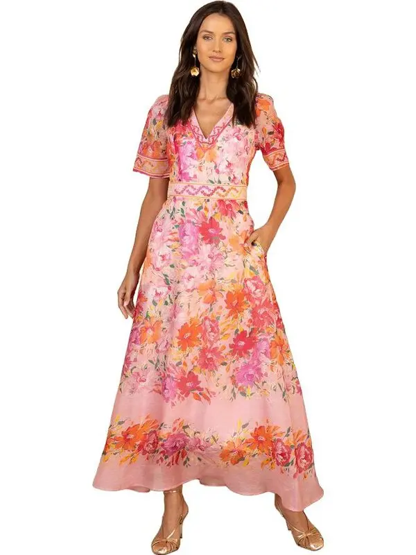 Hale Bob Jaylee Organza Maxi Dress - Pink