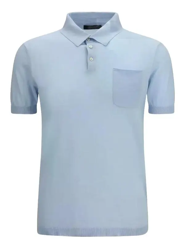 ARAGONA Short-sleeve Chest-pocket Polo Shirt - Blue