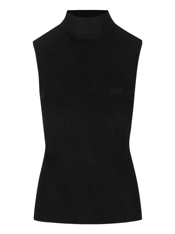 Loewe Embroidered High-neck Top - Black