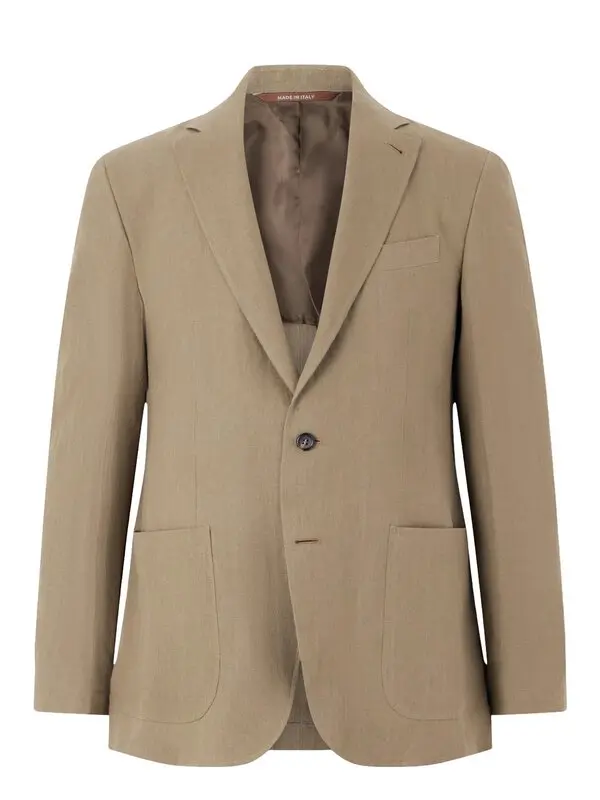 Canali Kei Linen Suit Jacket - Neutrals
