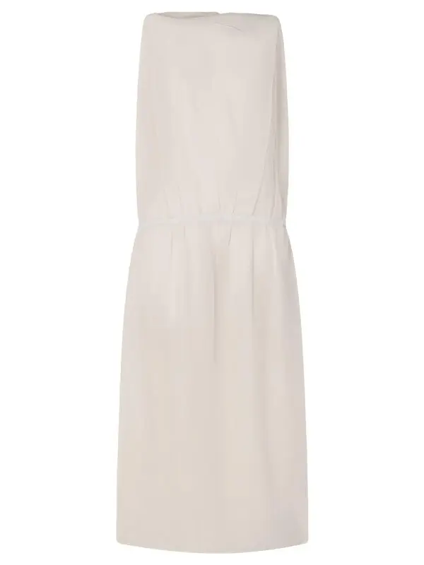 Khaite Tia Cotton And Silk-blend Midi Dress - Neutrals