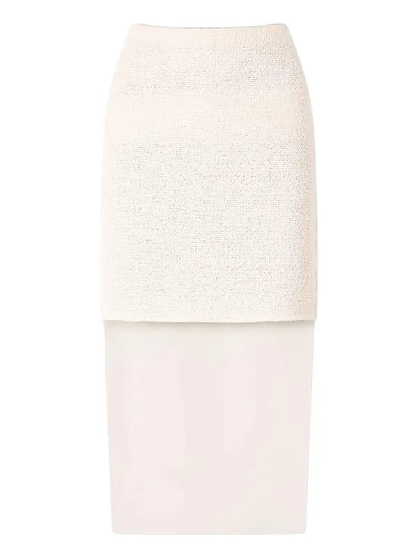 Khaite Sybil Layered Cotton-blend Bouclé And Organza Midi Skirt - Neutral