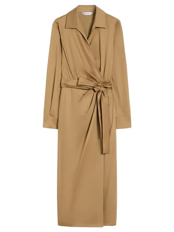 Max Mara Cotton Satin Midi Shirt Dress - Desert