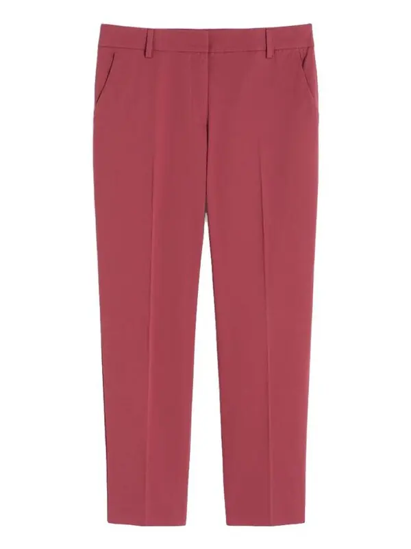 Max Mara Slim Fit Stretch Cotton Cropped Trousers - Cherry